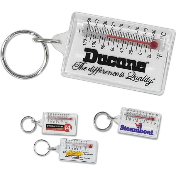 Custom Imprinted Mini Plastic Thermometer Keychain