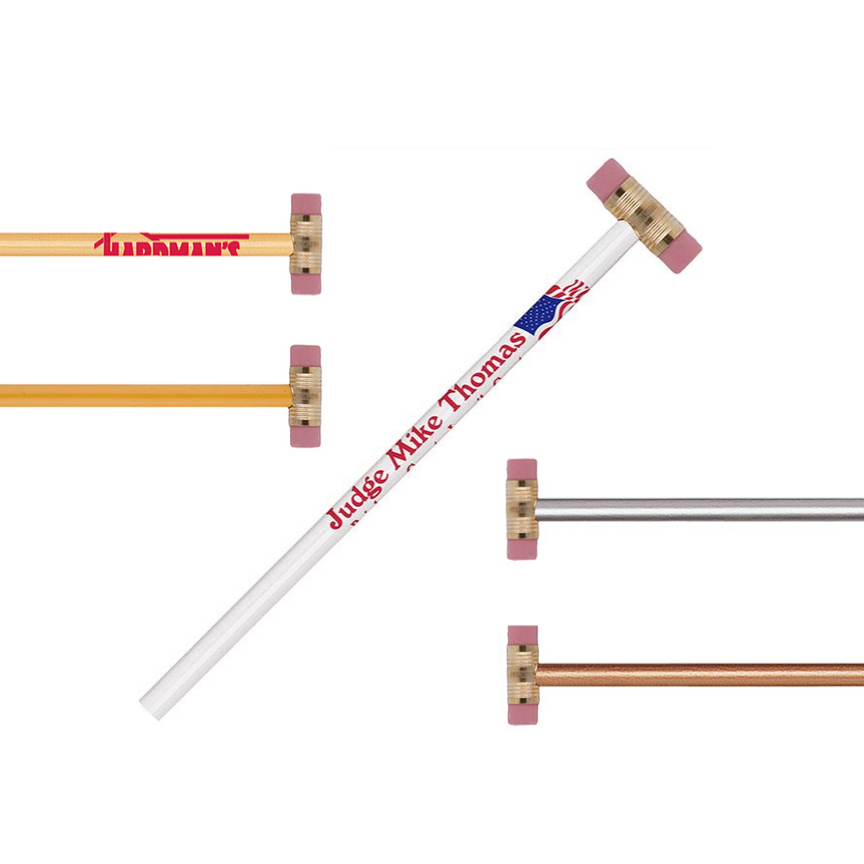 Promotional Gavel Shaped Double Eraser Pencil