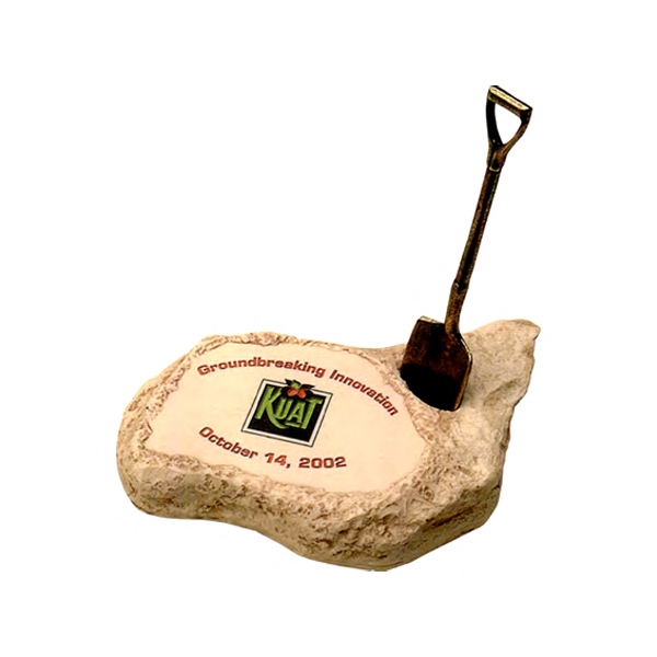 Custom Printed Rock With Shovel Paper Weight