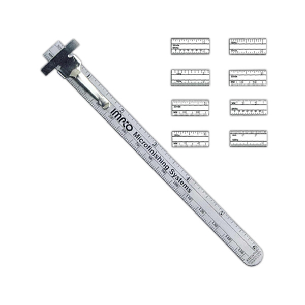 Promotional Custom Stainless Steel Pocket Ruler - Top mm, Bottom 50ths