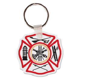 Custom Printed Fireman Shield Soft Vinyl Keychain