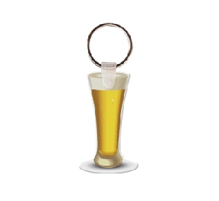 Custom Printed Glass Of Beer Soft Vinyl Key Tag