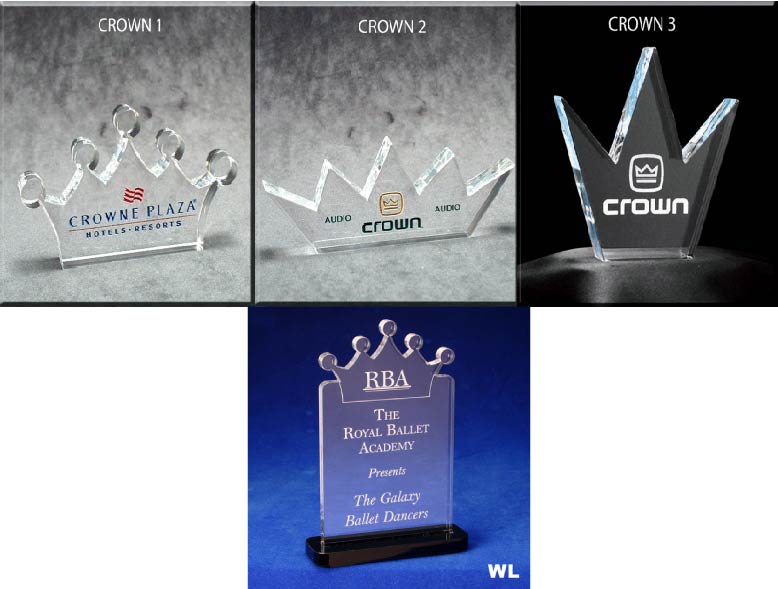 Promotional Crown Shaped Acrylic Award/Paperweight