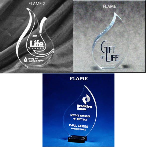 Promotional Flame Shaped Acrylic Award/Paperweight