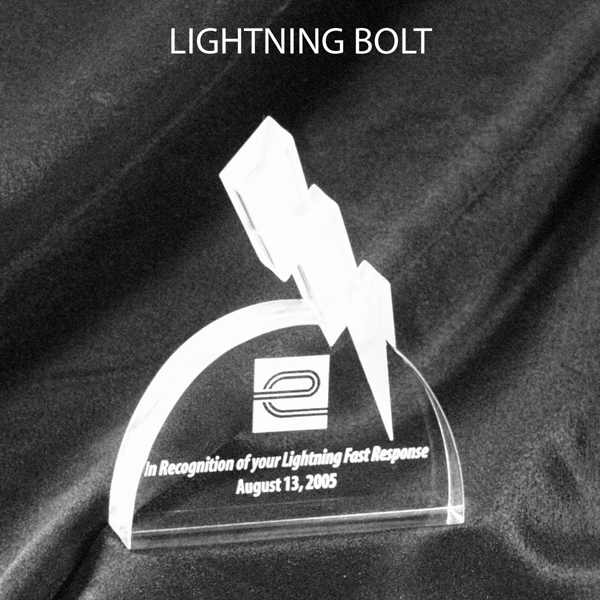 Promotional Lightning Bolt Shaped Acrylic Award/Paperweight