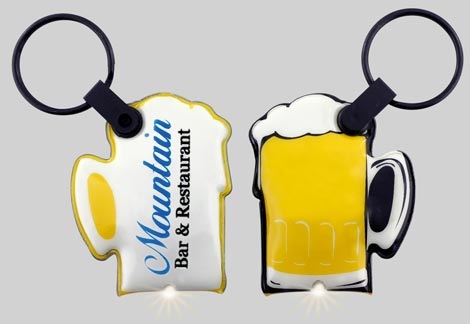 Imprinted Beer Mug Shaped Key Tag Light