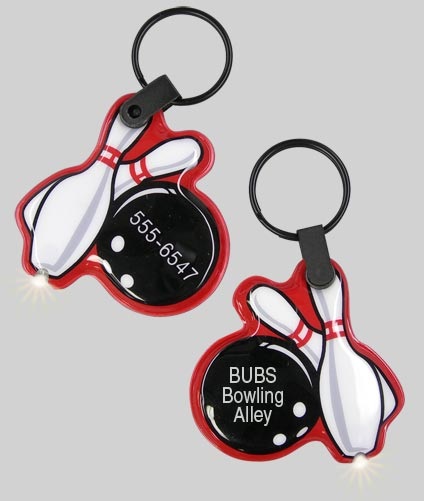 Imprinted Bowling Shaped Key Tag Light