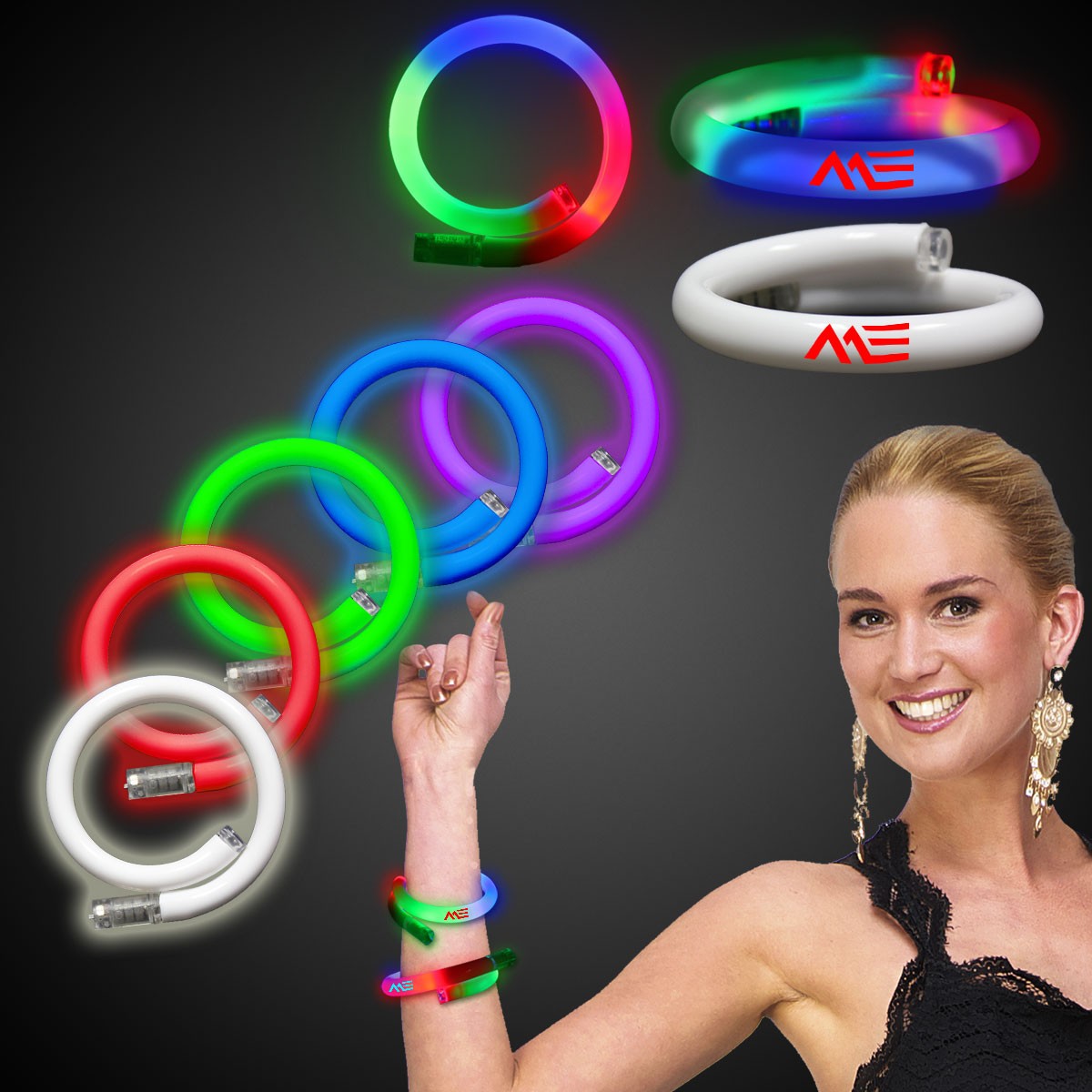 Imprinted Flashing LED Tube Bracelet