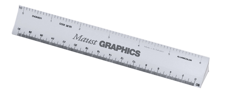 Custom Printed 6 inch Alumicolor Engineer Triangular Hollow Drafting ...