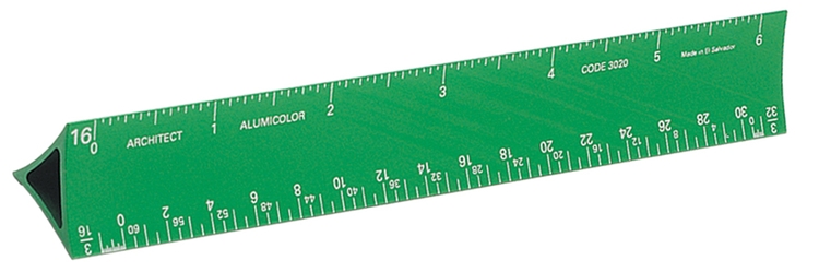 Custom Printed 6 inch Alumicolor Architect Triangular Hollow Scale Ruler