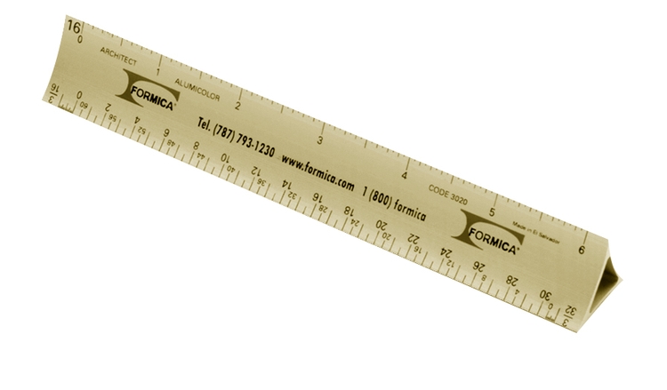 Custom Printed 6 inch Alumicolor Architect Triangular Hollow Scale Ruler