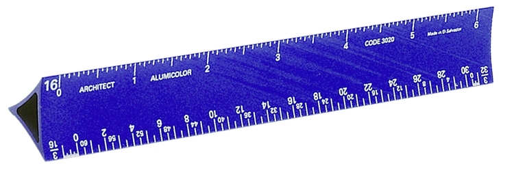 Custom Printed 6 inch Alumicolor Architect Triangular Hollow Scale Ruler