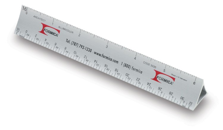 Custom Printed 6 inch Alumicolor Architect Triangular Hollow Scale Ruler