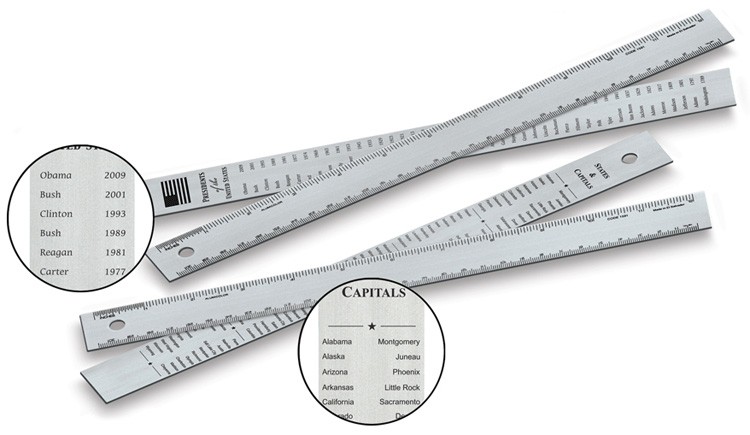 Custom Printed 12 inch Alumicolor US Presidents Aluminum Ruler