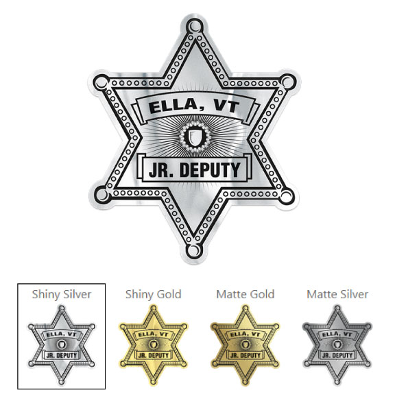 Promotional Sheriff Star Lapel Sticker on Roll